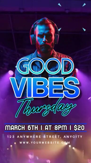 Plantilla de Purple 3d Good Vibes Thursday Reel Instagram | PosterMyWall