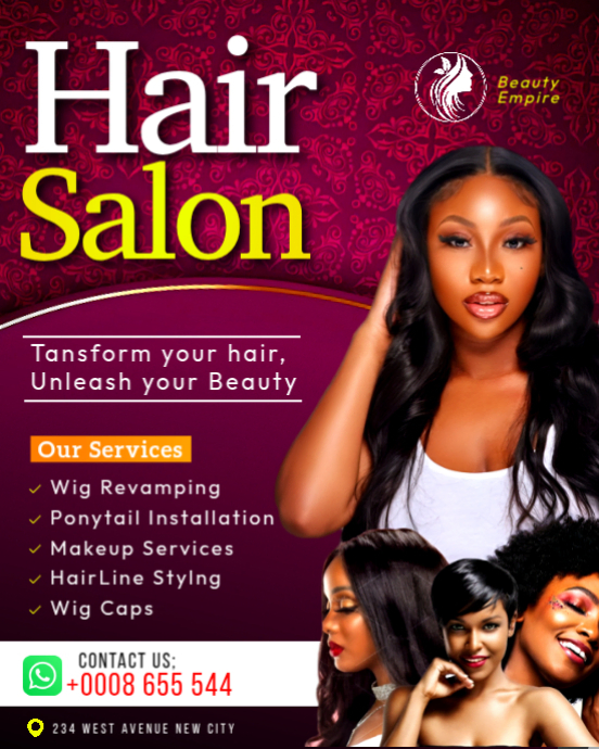 Purple 3d Hair Salon Beauty Studio Hairdressing Braiding Parlour ...