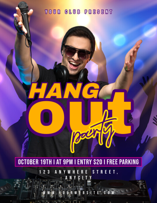 Copy of Purple 3d Hang Out Party Pamflet (letter As) | PosterMyWall