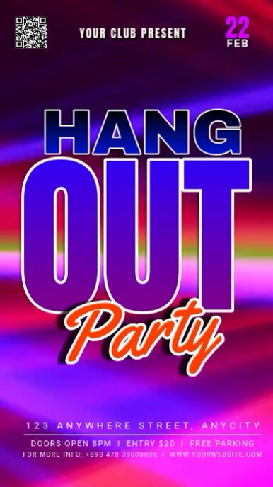 Purple 3d Hangout Party Reel Instagram Template | PosterMyWall