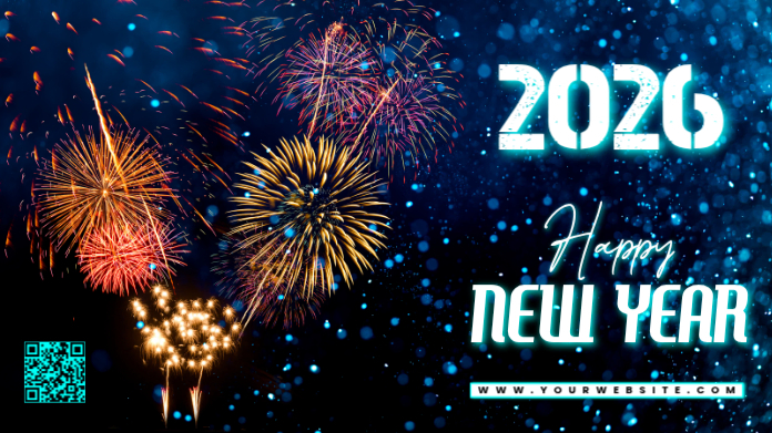 Purple 3d Happy New Year Twitter Post Template | PosterMyWall