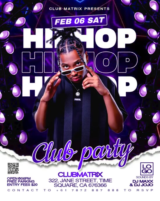 Purple 3d Hip-hop Club Party Instagram Portrait Template | PosterMyWall
