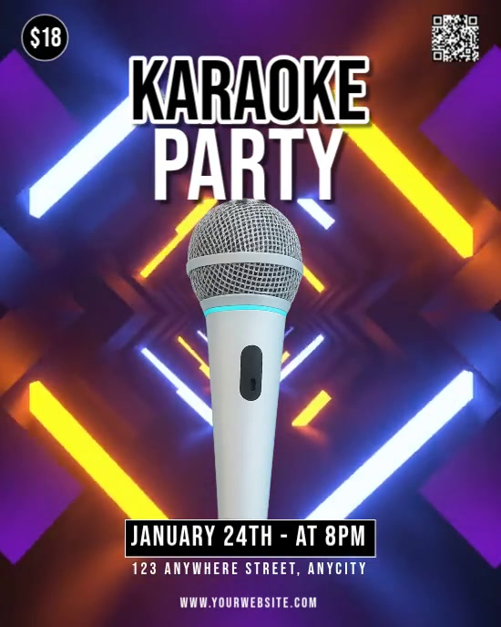 Purple 3d Karaoke Party Instagram Portrait Template | PosterMyWall