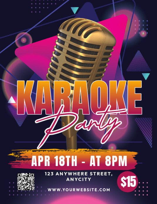 Purple 3d Karaoke Party Pamflet (letter As) Template | PosterMyWall