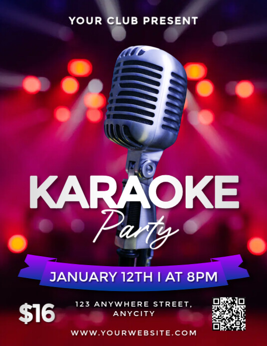 Purple 3d Karaoke Party Pamflet (letter As) Template | PosterMyWall