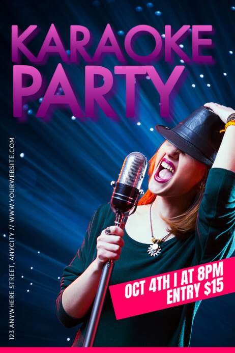 Purple 3d Karaoke Party Poster Template | PosterMyWall