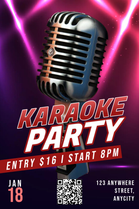Purple 3d Karaoke Party Poster Template | PosterMyWall
