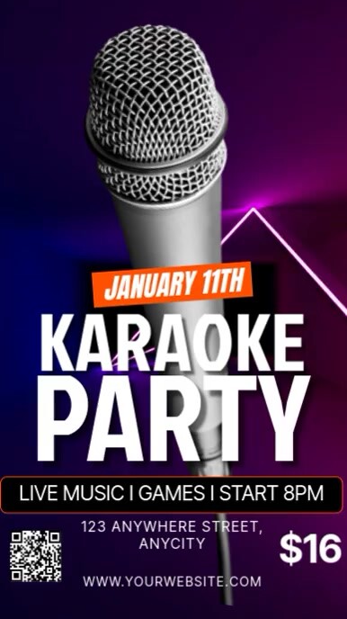 Purple 3d Karaoke Party Reel Instagram Template | PosterMyWall