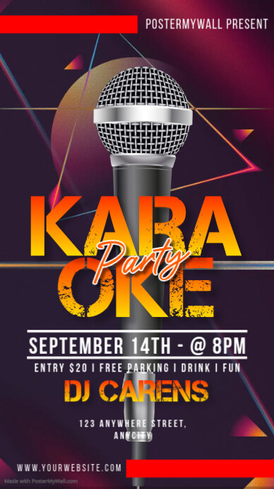 Modèle Purple 3d Karaoke Party Tampilan Digital (9:1 | PosterMyWall