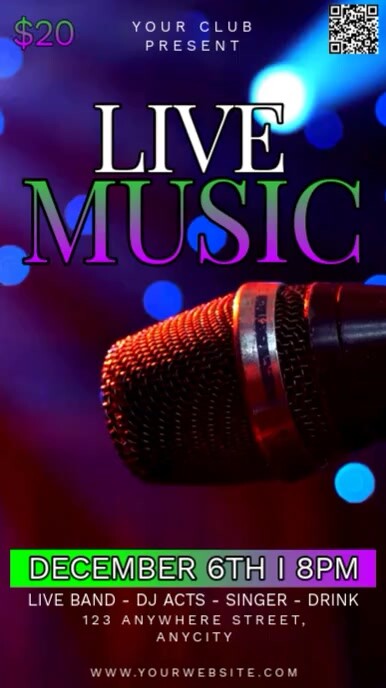 Plantilla de Purple 3d Live Music Reel Instagram | PosterMyWall