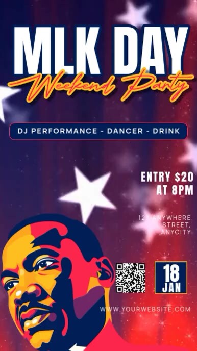 Purple 3d Mlk Day Weekend Party Reel Instagram Template | PosterMyWall