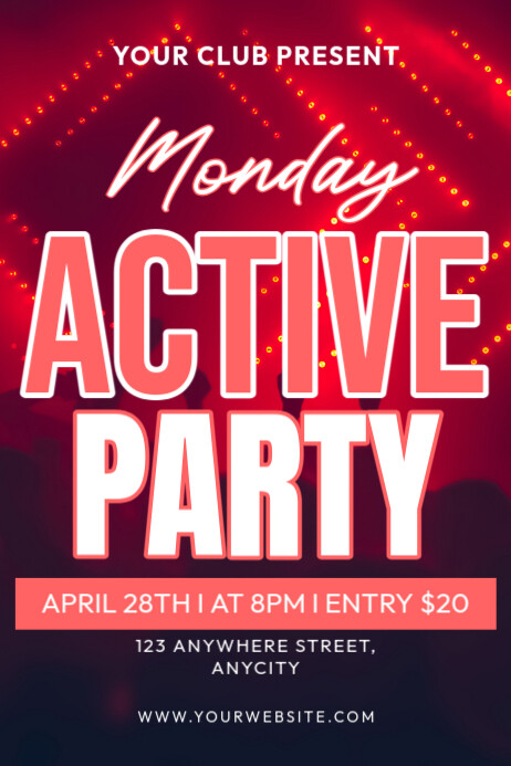 Plantilla de Purple 3d Monday Active Party Poster | PosterMyWall