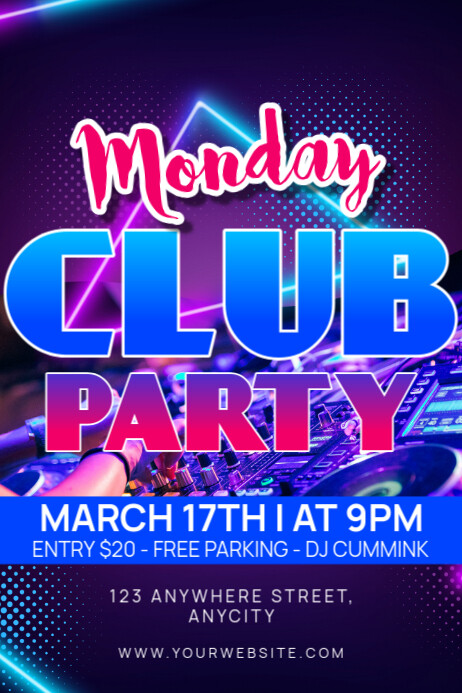 Copy of Purple 3d Monday Club Party Poster | PosterMyWall
