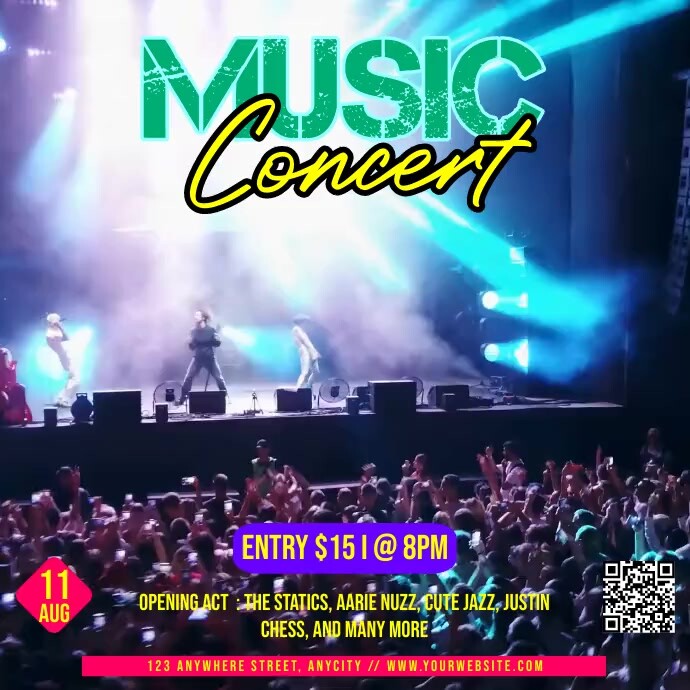 Purple 3d Music Concert Pos Instagram Template | PosterMyWall