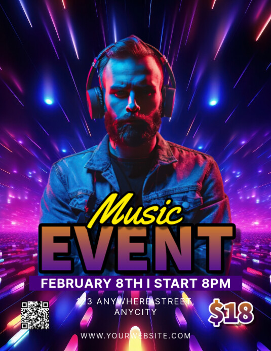 Purple 3d Music Event Pamflet (letter As) Template | PosterMyWall
