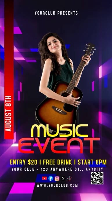 Purple 3d Music Event Reel Instagram Template | PosterMyWall