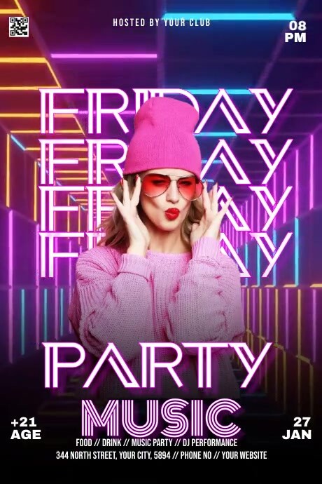 Purple 3d Music Party Poster Template | PosterMyWall