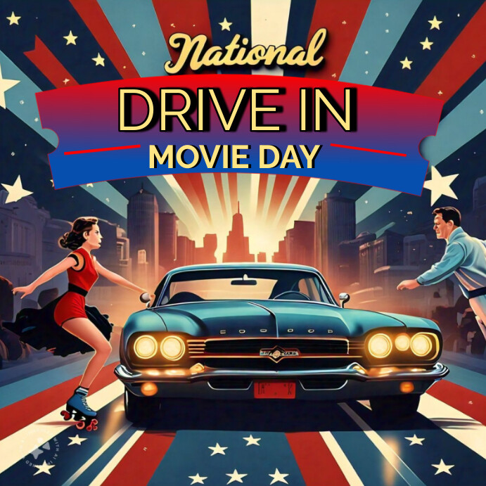 Purple 3d National Drive In Movie Day Instag Template | PosterMyWall