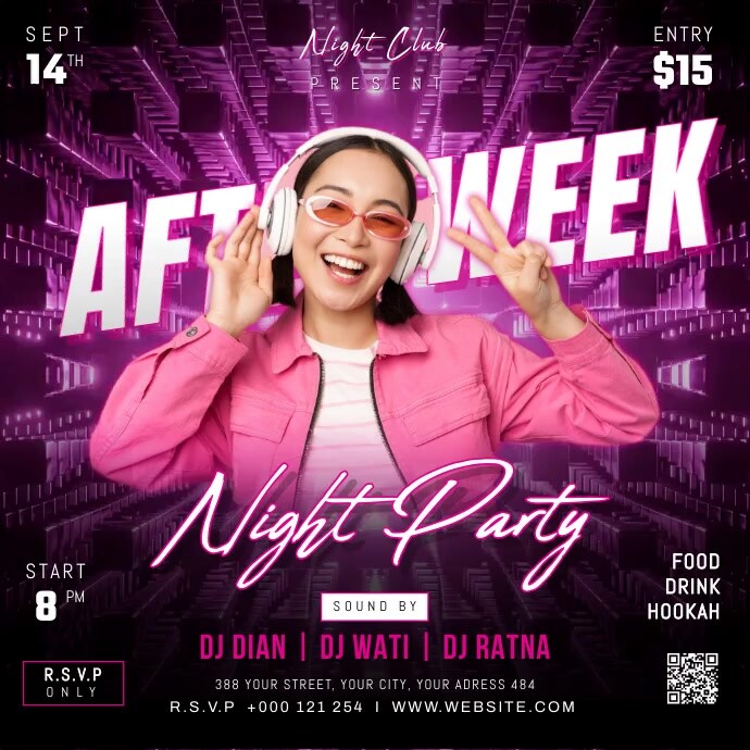 Modèle Purple 3d Night Party Instagram Post | PosterMyWall