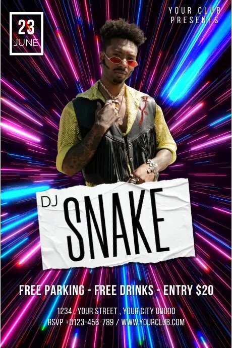 Purple 3d Party Flyer Poster Template | PosterMyWall