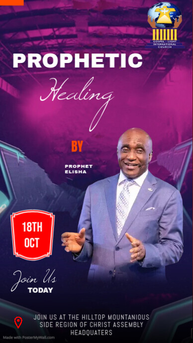 Purple 3d Prophetic Healing Flyer Design Inst Template | PosterMyWall