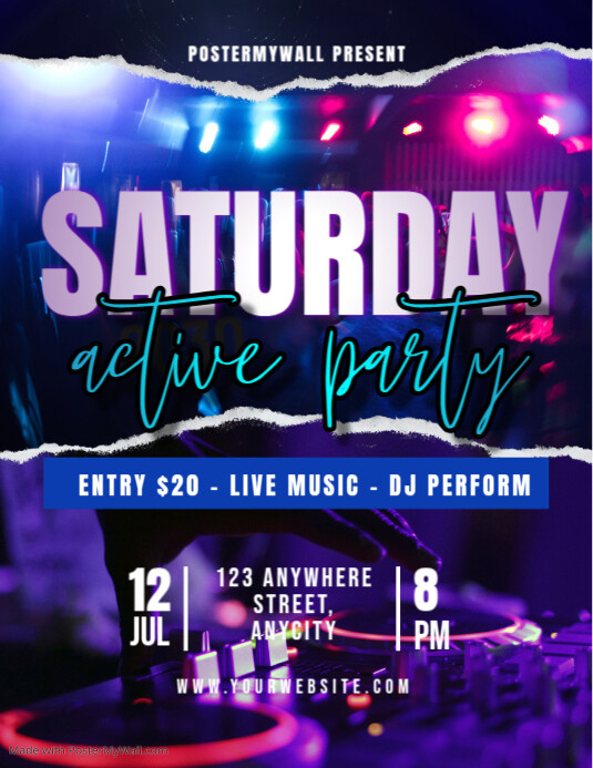 Copy of Purple 3d Saturday Active Party Pamflet (letter As) | PosterMyWall