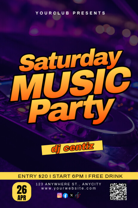 Copy of Purple 3d Saturday Music Party Poster | PosterMyWall