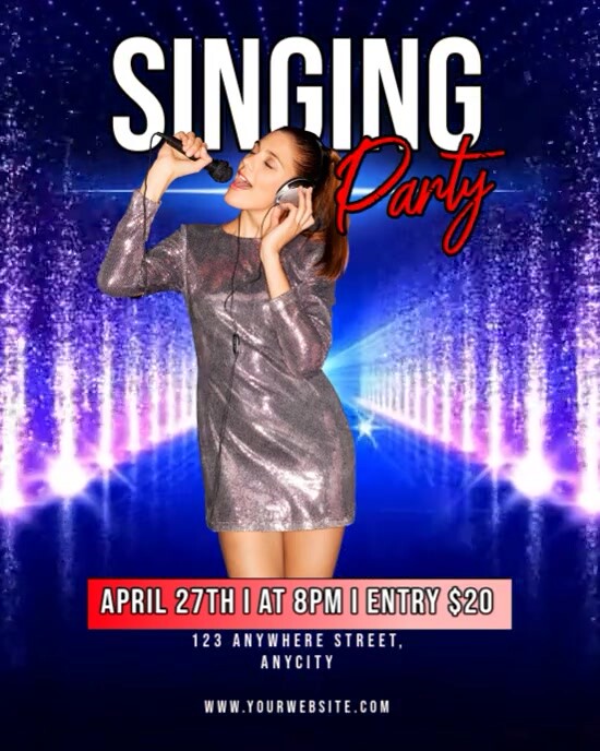 Purple 3d Singing Party Instagram Portrait Template | PosterMyWall
