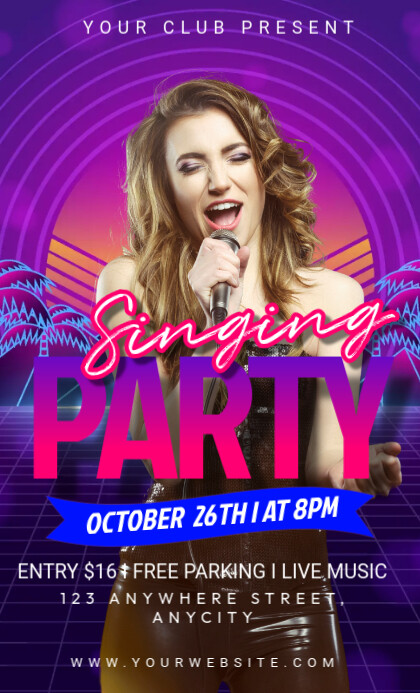 Purple 3d Singing Party Legal As Template | PosterMyWall