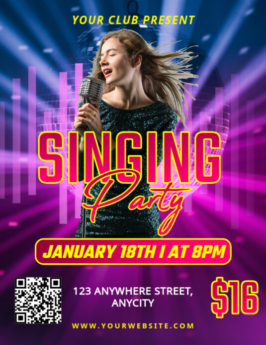 Purple 3d Singing Party Pamflet (letter As) Template | PosterMyWall