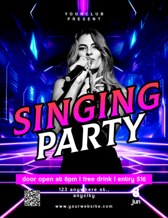 Purple 3d Singing Party Pamflet (letter As) Template | PosterMyWall