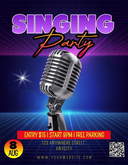 Purple 3d Singing Party Pamflet (letter As) Template | PosterMyWall
