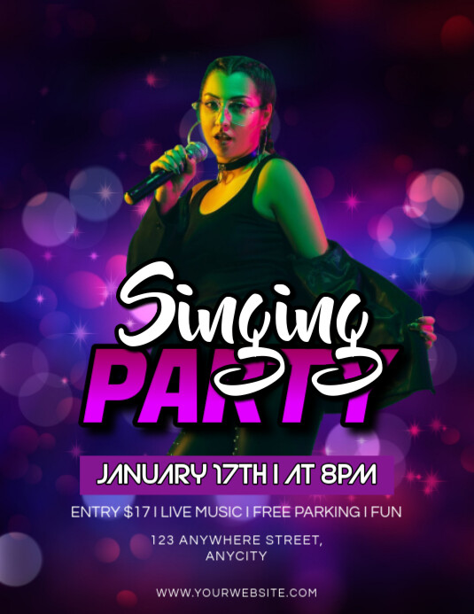 Purple 3d Singing Party Pamflet (letter As) Template | PosterMyWall
