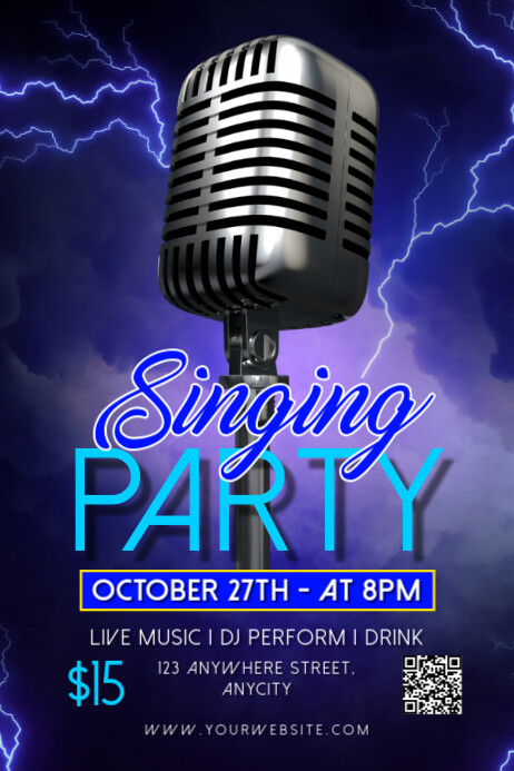 Purple 3d Singing Party Poster Template | PosterMyWall