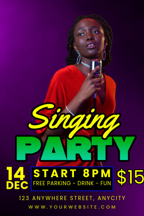 Purple 3d Singing Party Poster Template | PosterMyWall