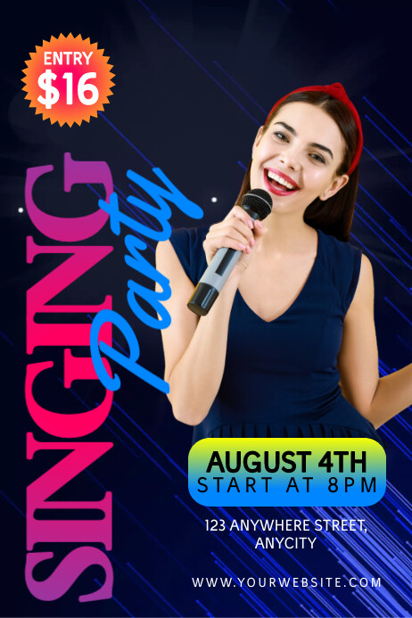 Purple 3d Singing Party Poster Template | PosterMyWall