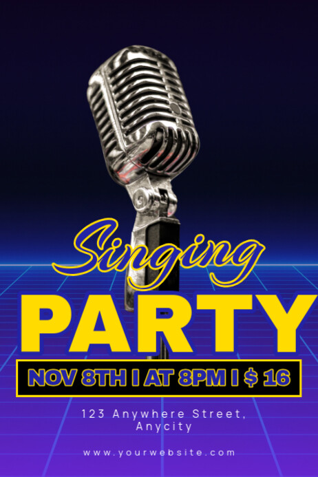 Purple 3d Singing Party Poster Template | PosterMyWall