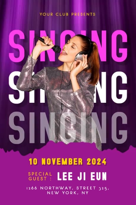 Plantilla de Purple 3d Singing Party Poster | PosterMyWall