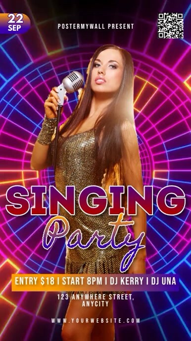 Purple 3d Singing Party Reel Instagram Template | PosterMyWall