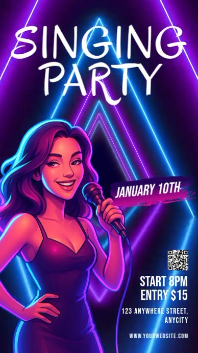 Purple 3d Singing Party Reel Instagram Template | PosterMyWall