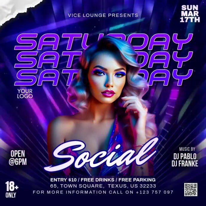 Plantilla de Purple 3d Social Saturday Instagram Post | PosterMyWall