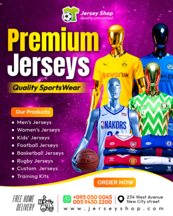 Plantilla de Purple 3d Sports Football Jersey Shop Team Apparel Store ...