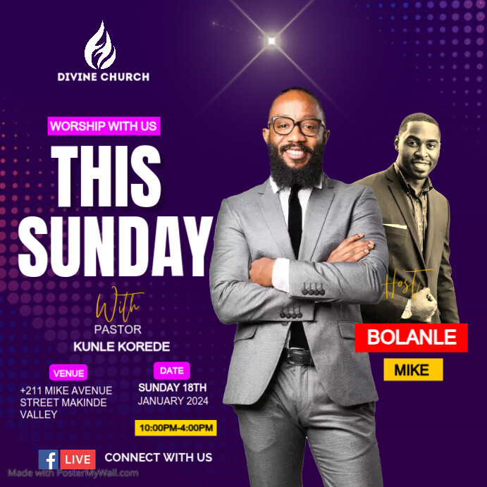 Modèle Purple 3d Sunday Worship Church Design Insta | PosterMyWall