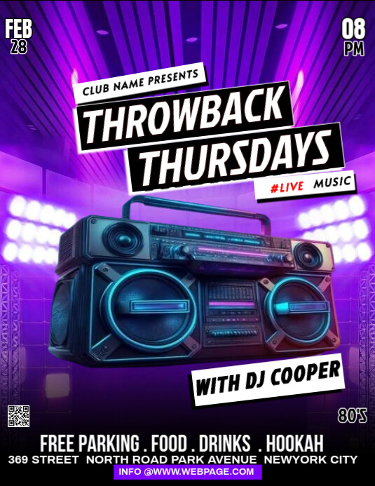 Purple 3d Throwback Thursday Flyer (us Letter) Template | PosterMyWall