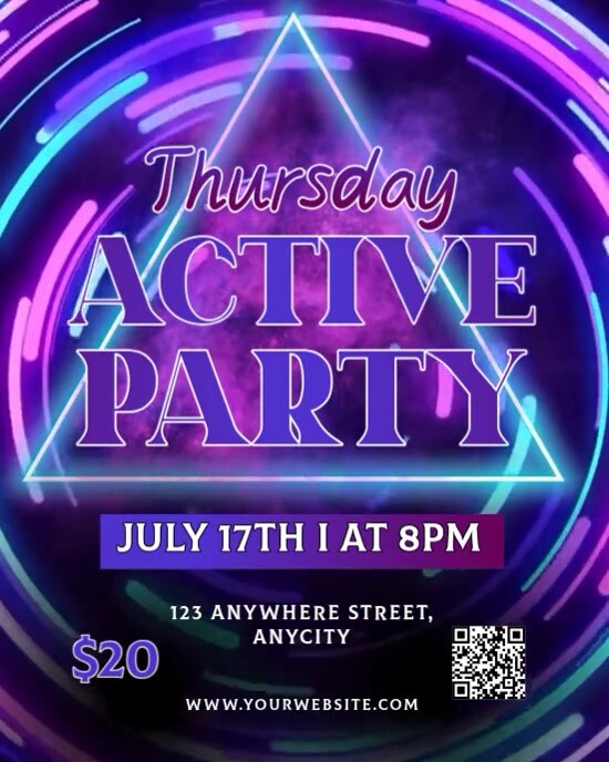 Purple 3d Thursday Active Party Instagram Portrait Template | PosterMyWall