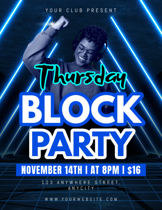 Purple 3d Thursday Block Party Pamflet (letter As) Template | PosterMyWall