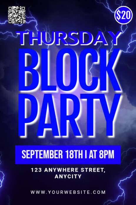 Purple 3d Thursday Block Party Poster Template | PosterMyWall