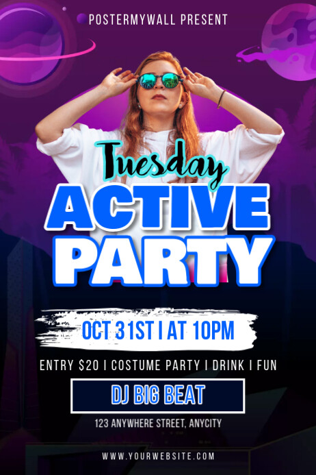 Copy of Purple 3d Tuesday Active Party Poster | PosterMyWall