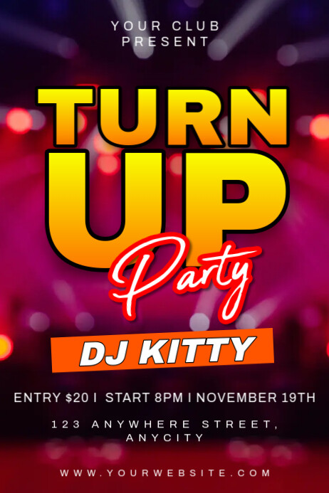 Plantilla de Purple 3d Turn Up Party Poster | PosterMyWall