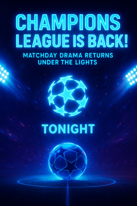 Purple 3d Ucl Matchday Return Poster Templat | PosterMyWall